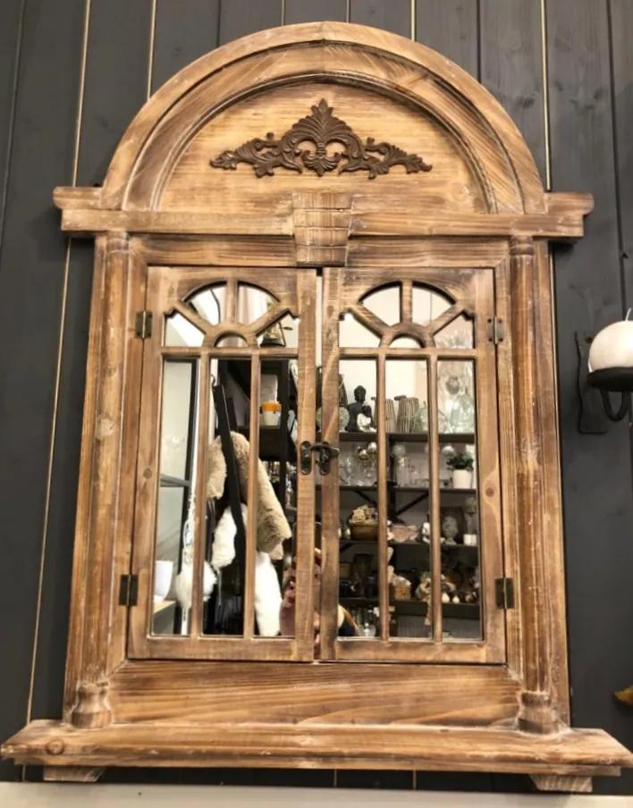 Antické dřevěné zrcadlo