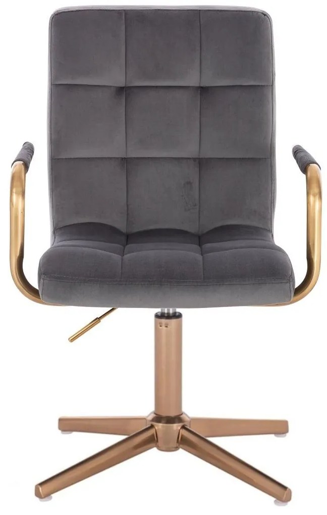 LuxuryForm DESIGN Otočná židle VERONA GOLD VELUR na zlatém kříži - tmavě šedá