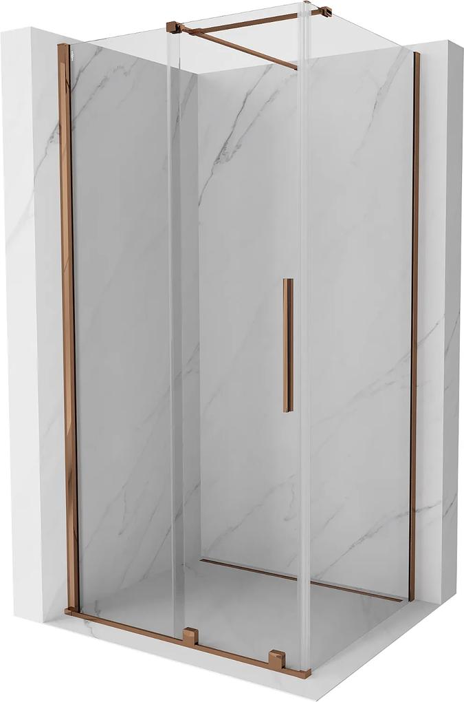 Mexen Velar, sprchový kout s posuvnými dveřmi 110(dveře) x 90(stěna) cm, 8mm čiré sklo, růžové zlato, 871-110-090-01-60