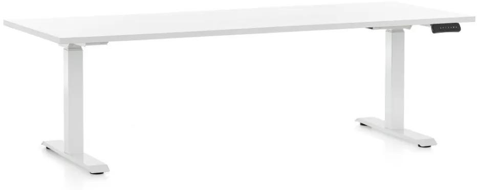 Výškově nastavitelný stůl OfficeTech D, 200 x 80 cm - bílá podnož Barva: Buk