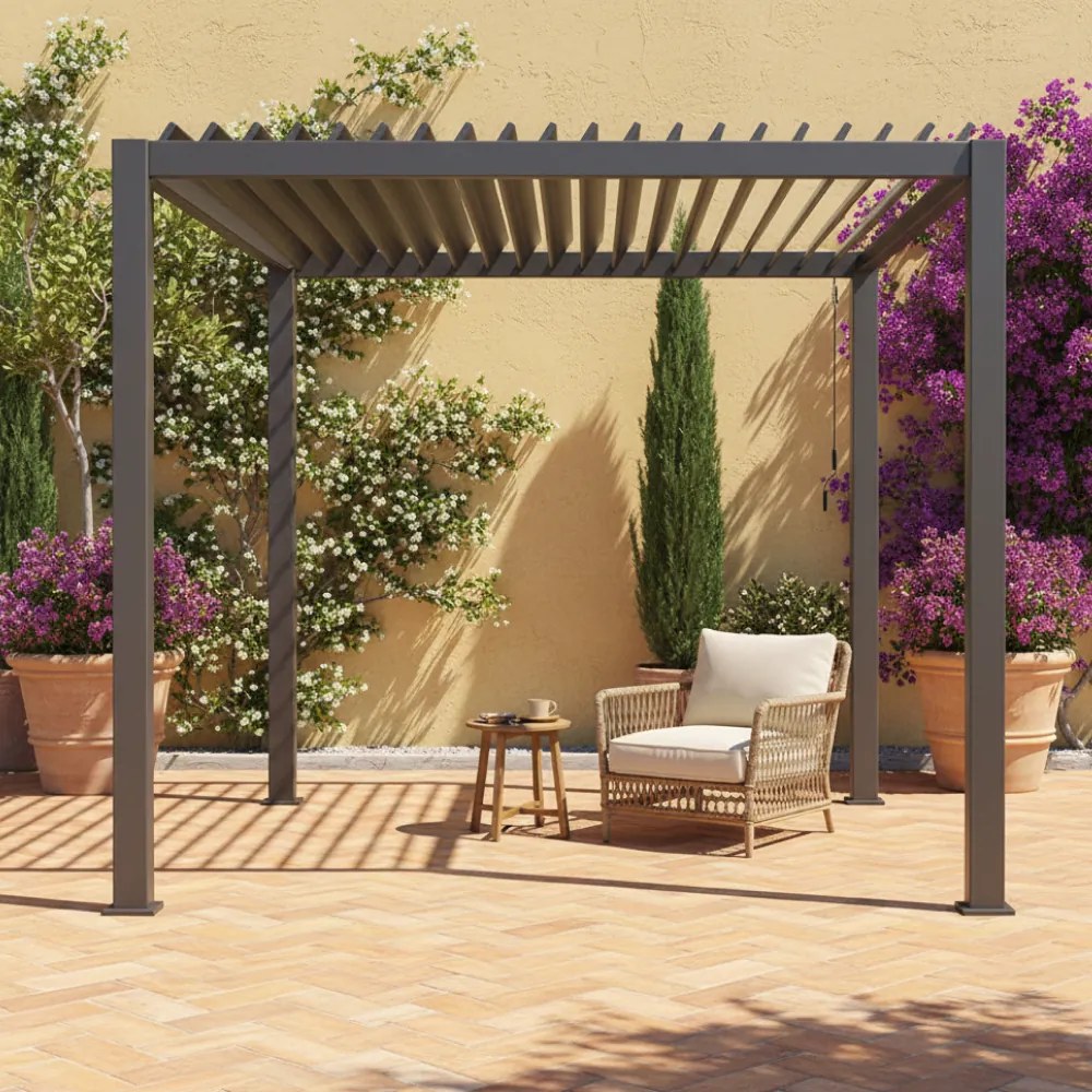 Bioklimatická pergola, antracit, 3x3 m, ZIA