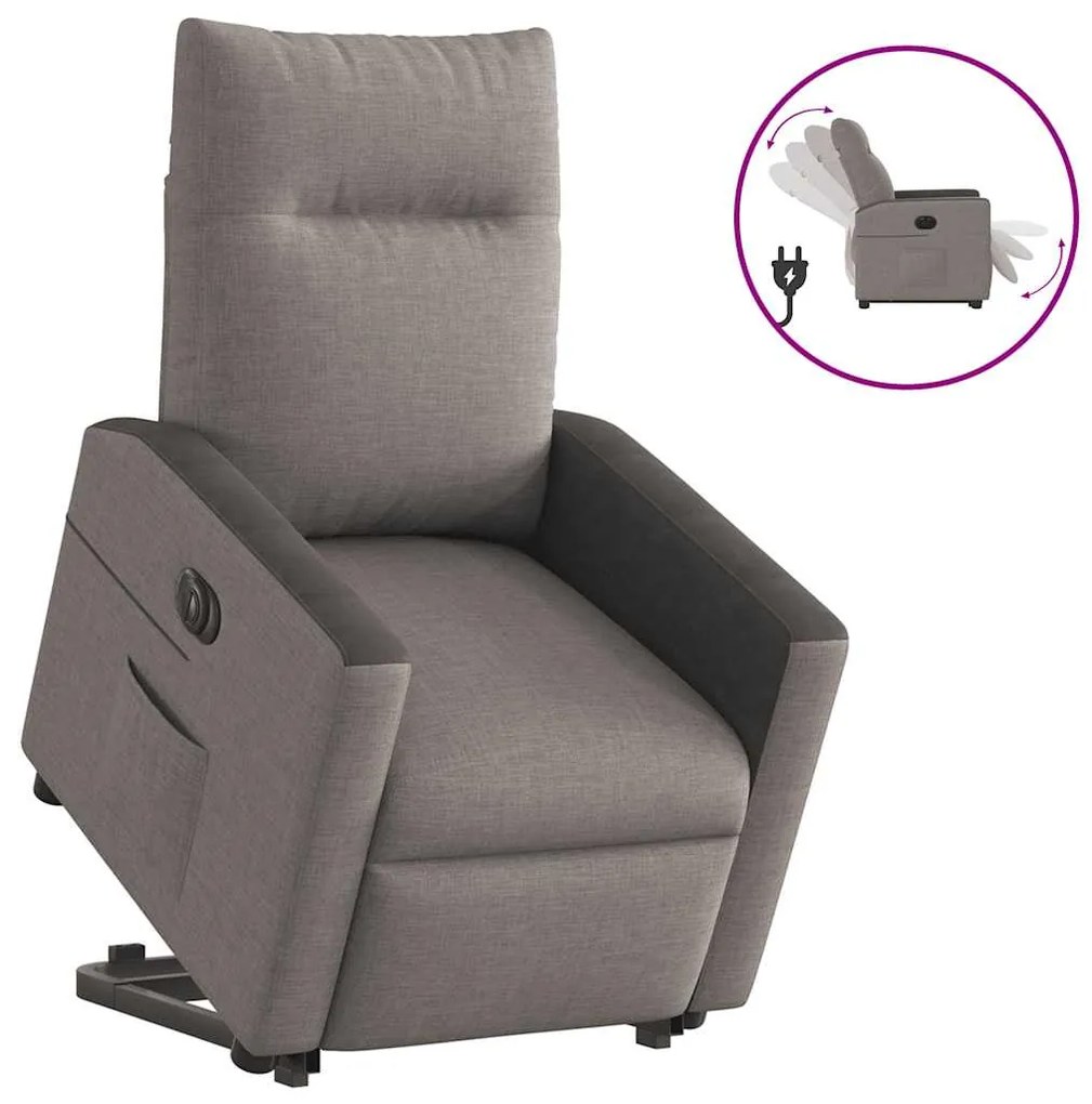 Elektrické zvedací polohovací křeslo taupe textil 3324071