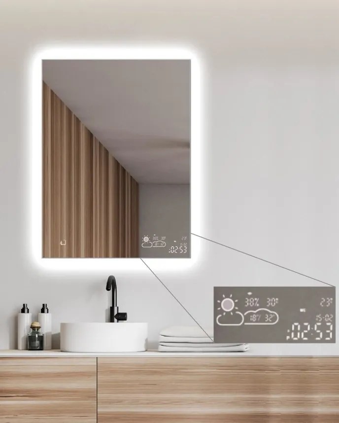 Zrcadlo na zeď dveře chodbu do pokoje ložnice koupelny předsíně KONFIG AMBIENTE SENZOR - konfigurátor, na míru s LED podsvícením do stran se senzorem