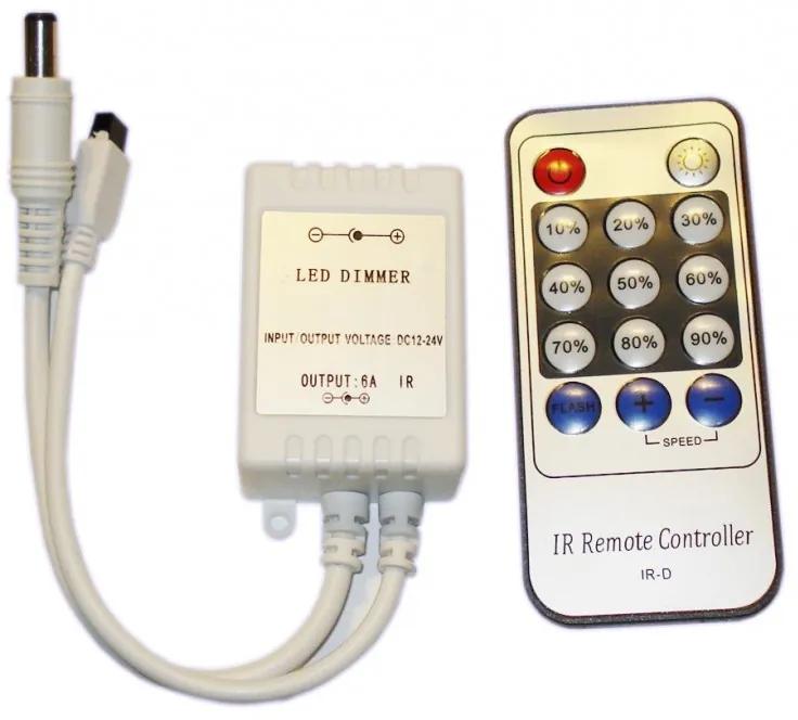 ECOLIGHT LED pásek - 5m - 60LED/m - 4,8W/m - IP65 - 1600Lm - teplá bílá + stmívač IR + zdroj - SADA