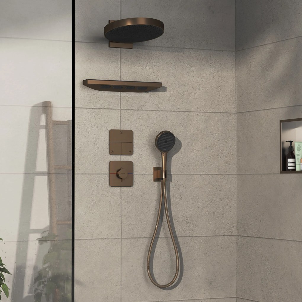 Hansgrohe ShowerSelect Comfort Q, ventil pod omítku pro 3 spotřebiče, kartáčovaný bronz, HAN-15587140