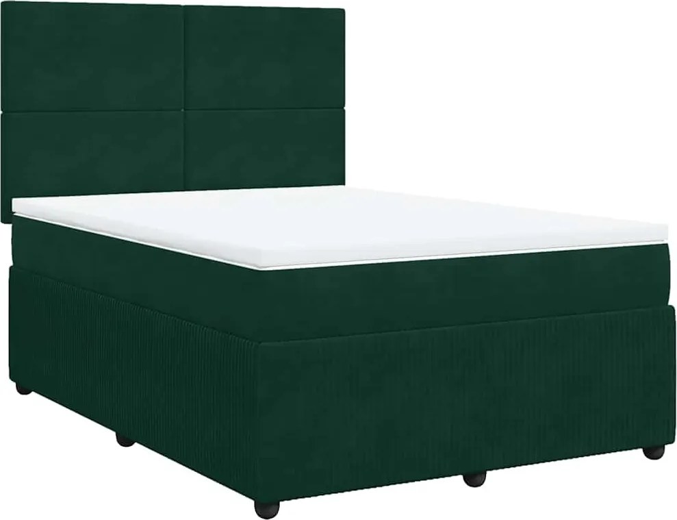Box spring postel s matrací tmavě zelená 140x200 cm samet 3294655