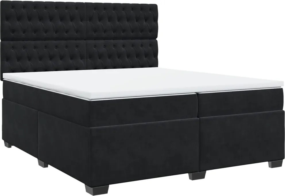 Box spring postel s matrací černá 200x200 cm samet 3291010