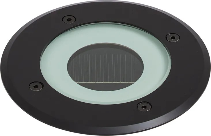 Moderní zemní bodové svítidlo černé vč. LED dobíjecí se solárním panelem IP65 - Solyx
