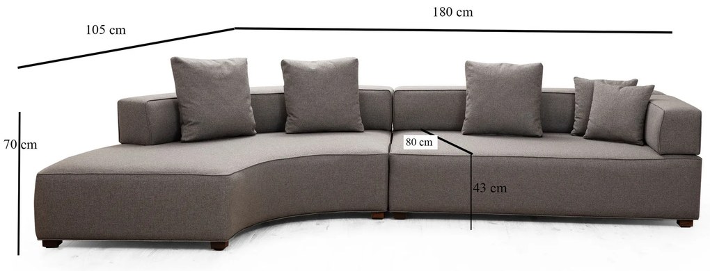 Hanah Home Rohová pohovka GONDOL šedá s lenoškou vlevo 560ARE1201
