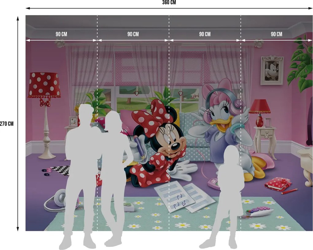 Dětská vliesová fototapeta na zed' Minnie a Daisy, Disney | 360 x 270 cm | DFTDNXXL 5035