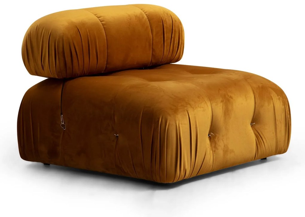 Hanah Home Čtyřmístná pohovka s pufem BUBBLE světle hořčicová 288 cm