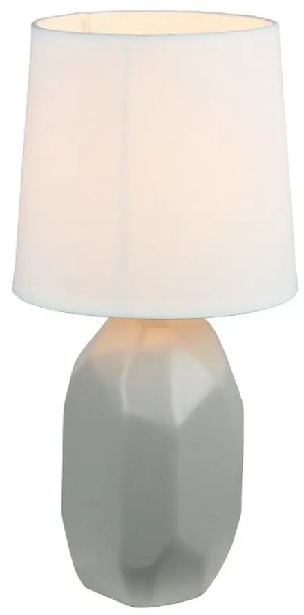 Keramická stolní lampa, šedá, QENNY 2