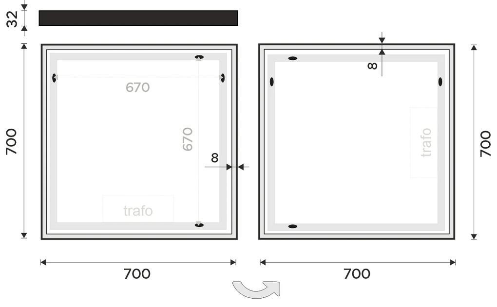 Nimco Černé LED zrcadlo 700x700 - ZPC 13077-90