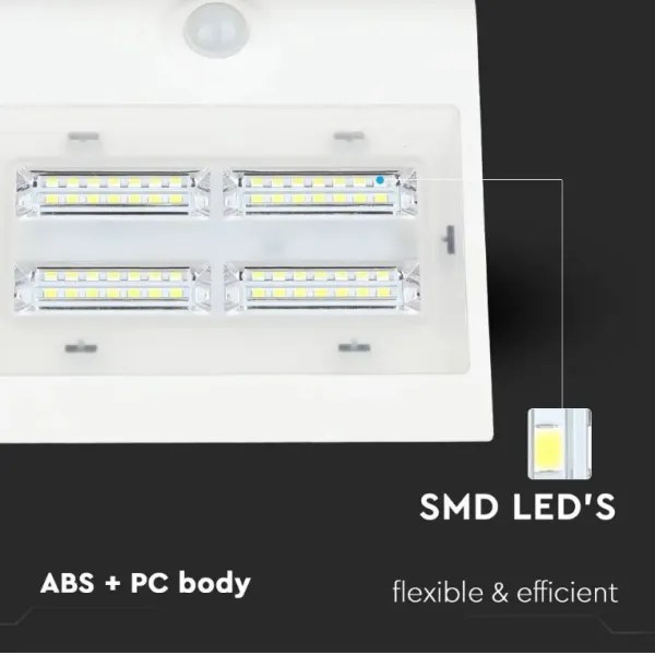 LED Solární nástěnné svítidlo se senzorem LED/3W/3,7V 3000/4000K IP65 bílá