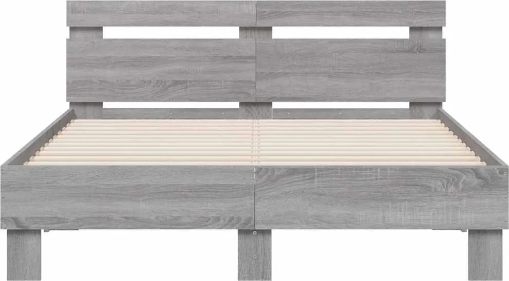 Rám postele s čelem a LED osvětlením šedý sonoma 135 x 190 cm 3207572
