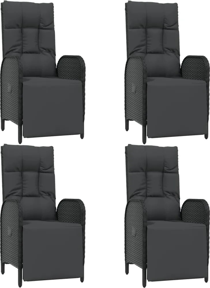 5dílný zahradní jídelní set s poduškami černý polyratan 3185076