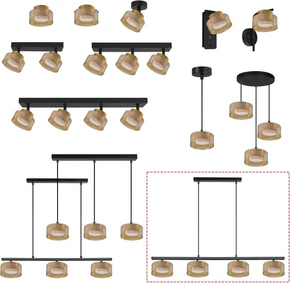 Brilagi - LED Lustr na lanku AURA LUX 4xGX53/30W/230V černá/zlatá