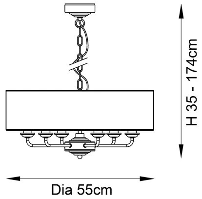 Endon 98933 - Lustr na řetězu HIGHCLERE 6xE14/40W/230V bílá/mosaz
