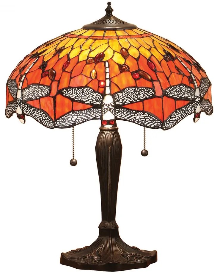 Dragonfly flame stolní lampa Tiffany 64093