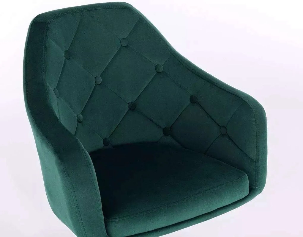 LuxuryForm DESIGN Barová židle ANDORA VELUR na stříbrné kulaté podstavě - zelená