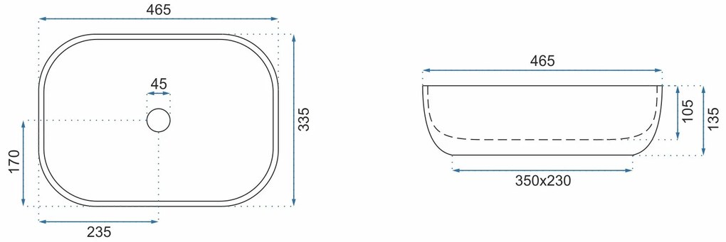Keramické umyvadlo na desku REA LIVIA béžový mramor mat