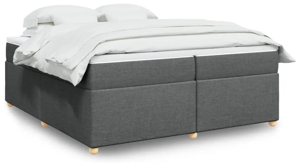 Box spring postel s matrací tmavě šedá 200x200 cm textil