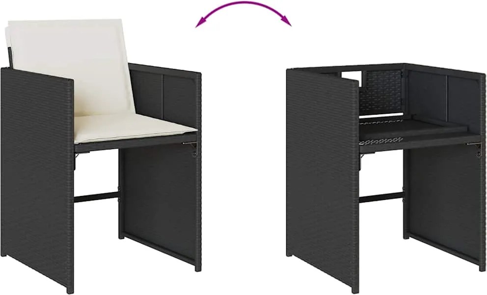 9dílný zahradní jídelní set s poduškami černý polyratan 3211098