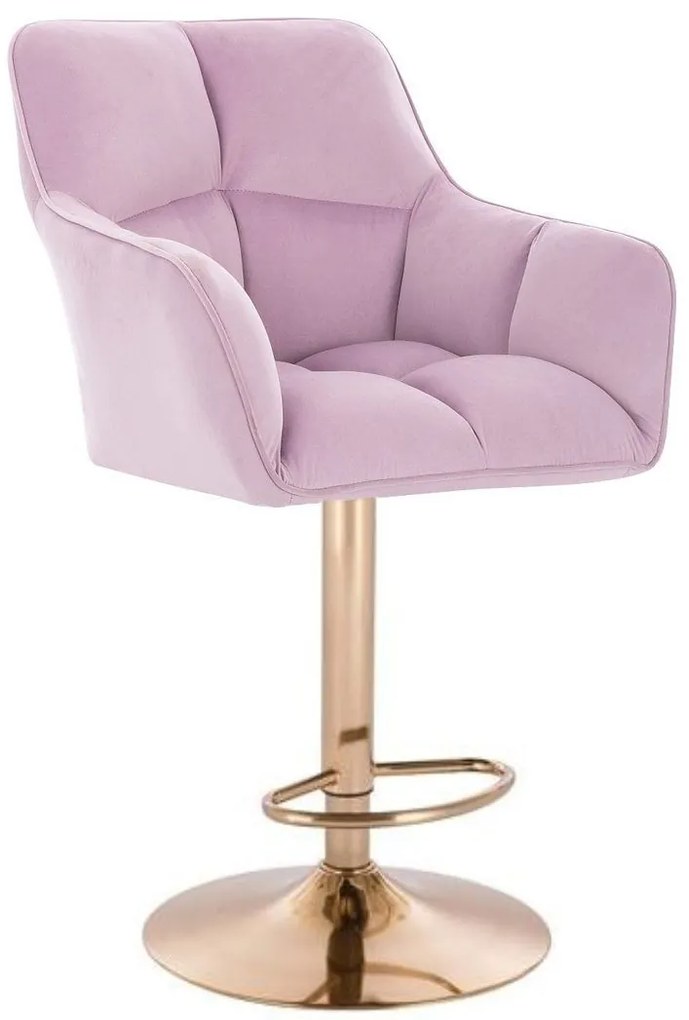 LuxuryForm DESIGN Barová židle AMALFI VELUR na zlaté kulaté podstavě - levandule