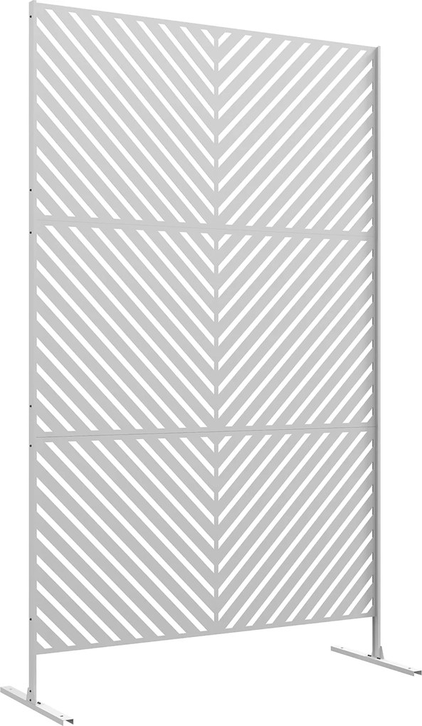 Outsunny Zahradní Dělící Stěna se 3 Díly s Inverzním Trojúhelníkovým Vzorem a Ocelovým Rámem pro Terasu a Zahradu 122x45x198 cm Bílá | Aosom