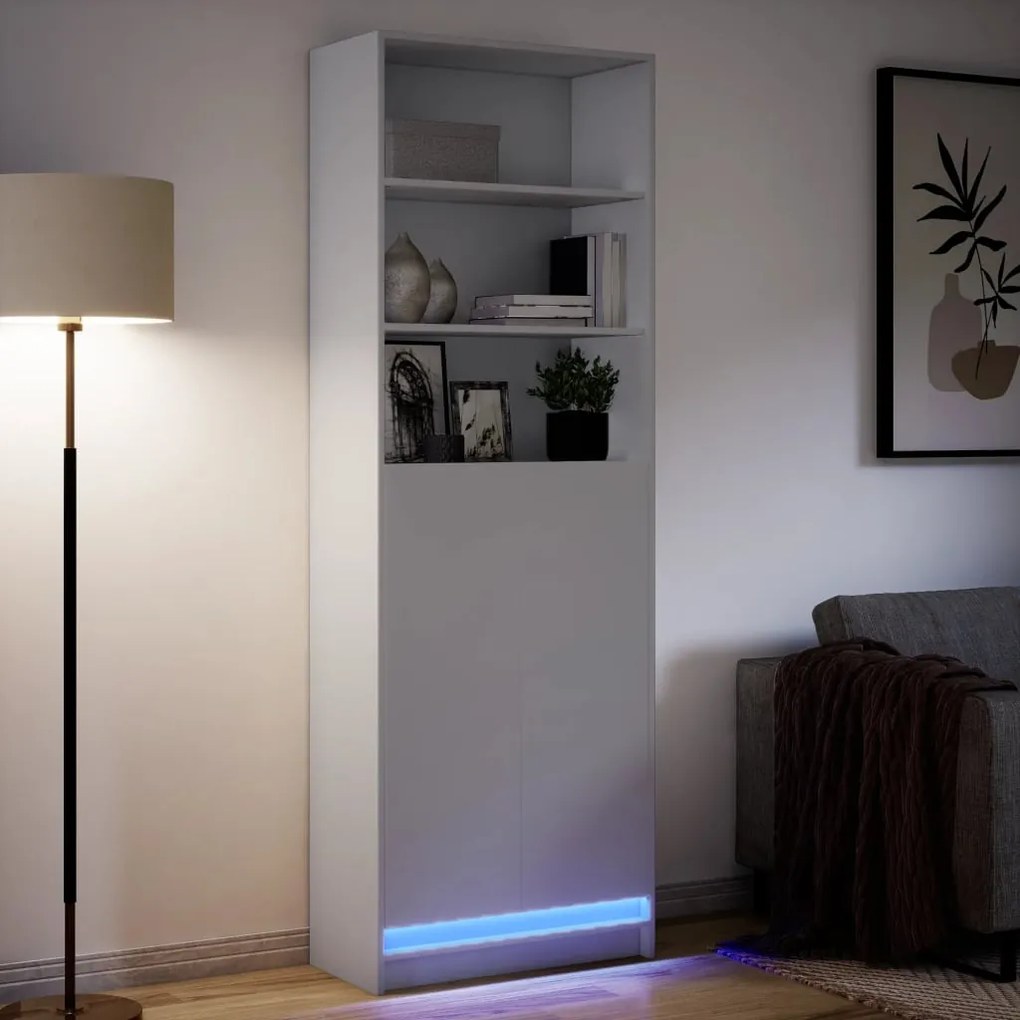 Skříň highboard s LED bílá 69 x 32,5 x 200 cm kompozitní dřevo 3307905