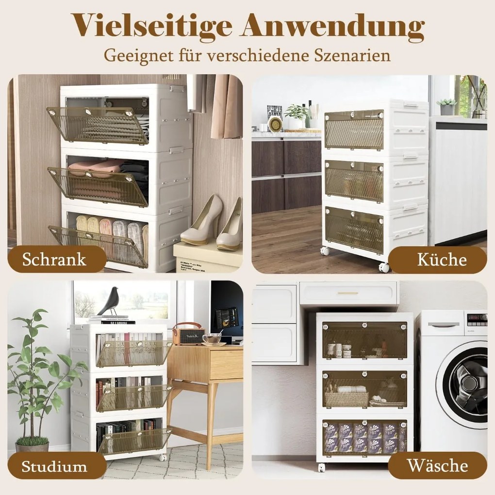 Costway Úložný box s víkem, stohovací boxy, skládací skladovací – bílý