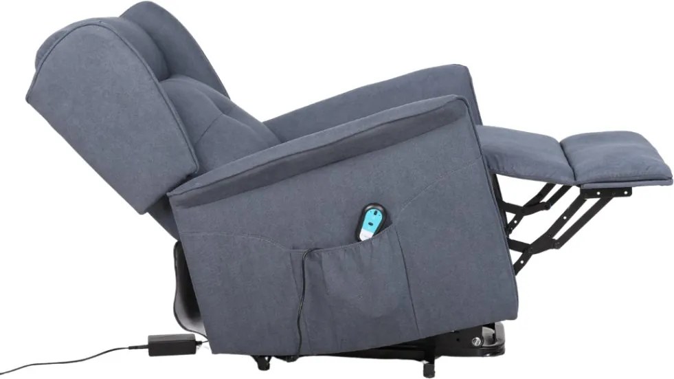 TV křeslo ušák RELIA s elektrickým polohováním — látka, šedá, nosnost 130 kg