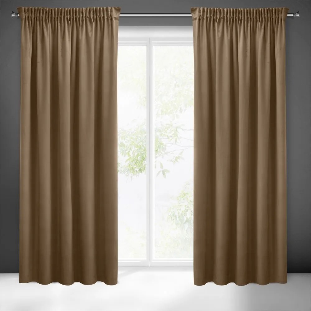 Eurofirany Záclona 140x270 Sibel hnědý velur připravená na pásku Pierre Cardin
