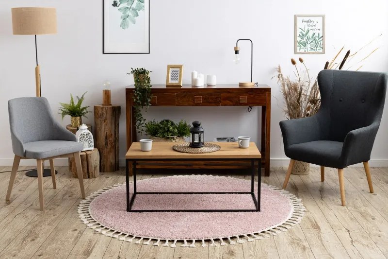 Dywany Łuszczów, Kusový koberec Berber 9000 pink kruh, 160x160 (průměr) kruh, růžová, obývací pokoj