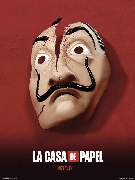 Obrazová reprodukce Money Heist (La Casa De Papel) - Mask, (30 x 40 cm)