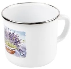 Hrnek smaltovaný Lavanda 12cm 1,2l - bílý