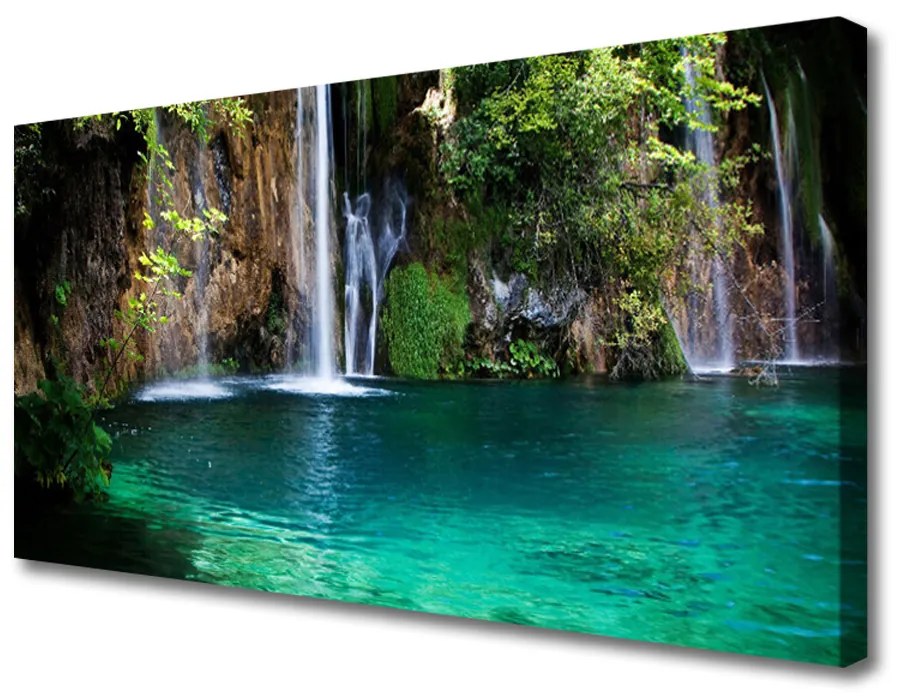 Obraz na plátně Jezero Vodopád Příroda 100x50 cm