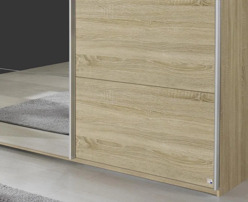 Šatní skříň Quadra, 315 cm, dub sonoma/zrcadlo