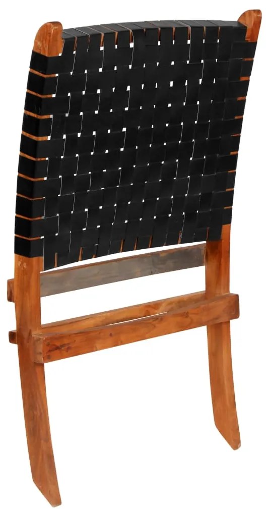 Skládací židle vyplétaná černá pravá kůže - Default Title