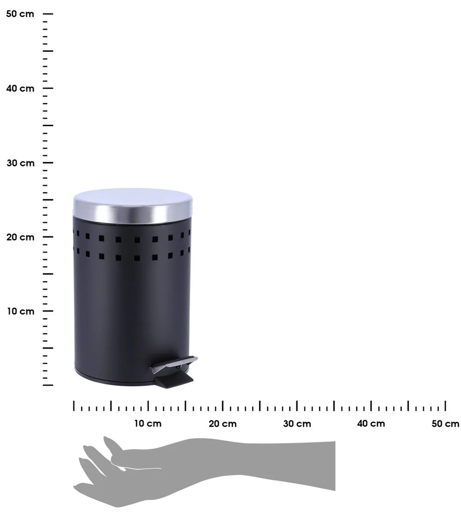 Odpadkový koš Attila, černá/s chromovými prvky, 3L