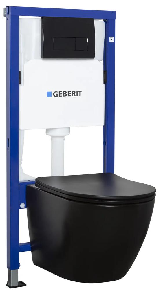Aplomo Geberit Duofix Basic Delos Black/Delta WC závěsný komplet