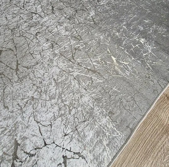 HU Šedo-stříbrný moderní koberec Parys Šedá stříbrná Rozměr: 50x80 cm