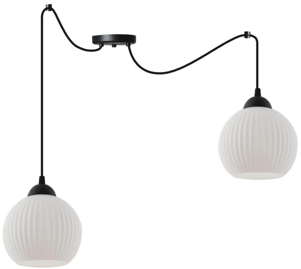 Závěsné svítidlo Riffle Round Spider, 2x bílé skleněné stínítko, b