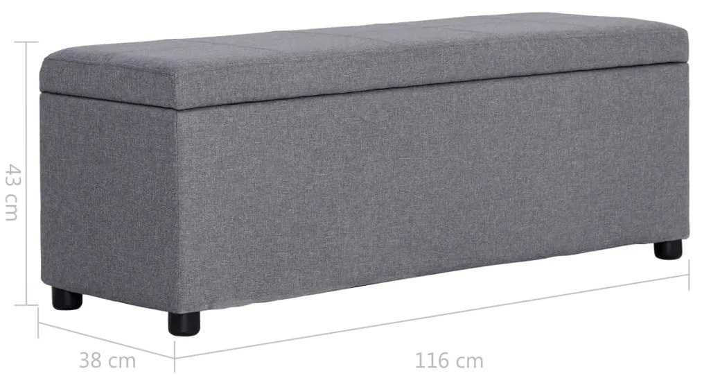 vidaXL Marketos Lavice s úložným prostorem 116 cm světle šedá polyester