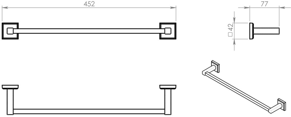 Gedy, COLORADO držák ručníků 450x80mm, chrom, 692145