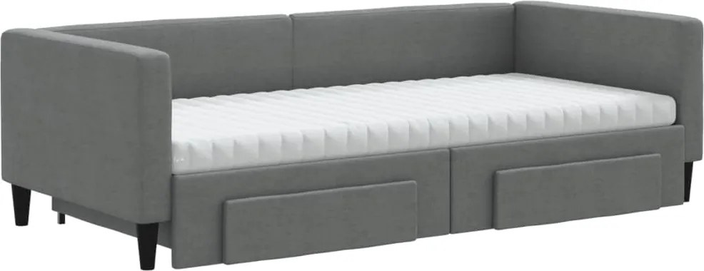 Válenda s přistýlkou a zásuvkami tmavě šedá 90 x 190 cm textil 3196643