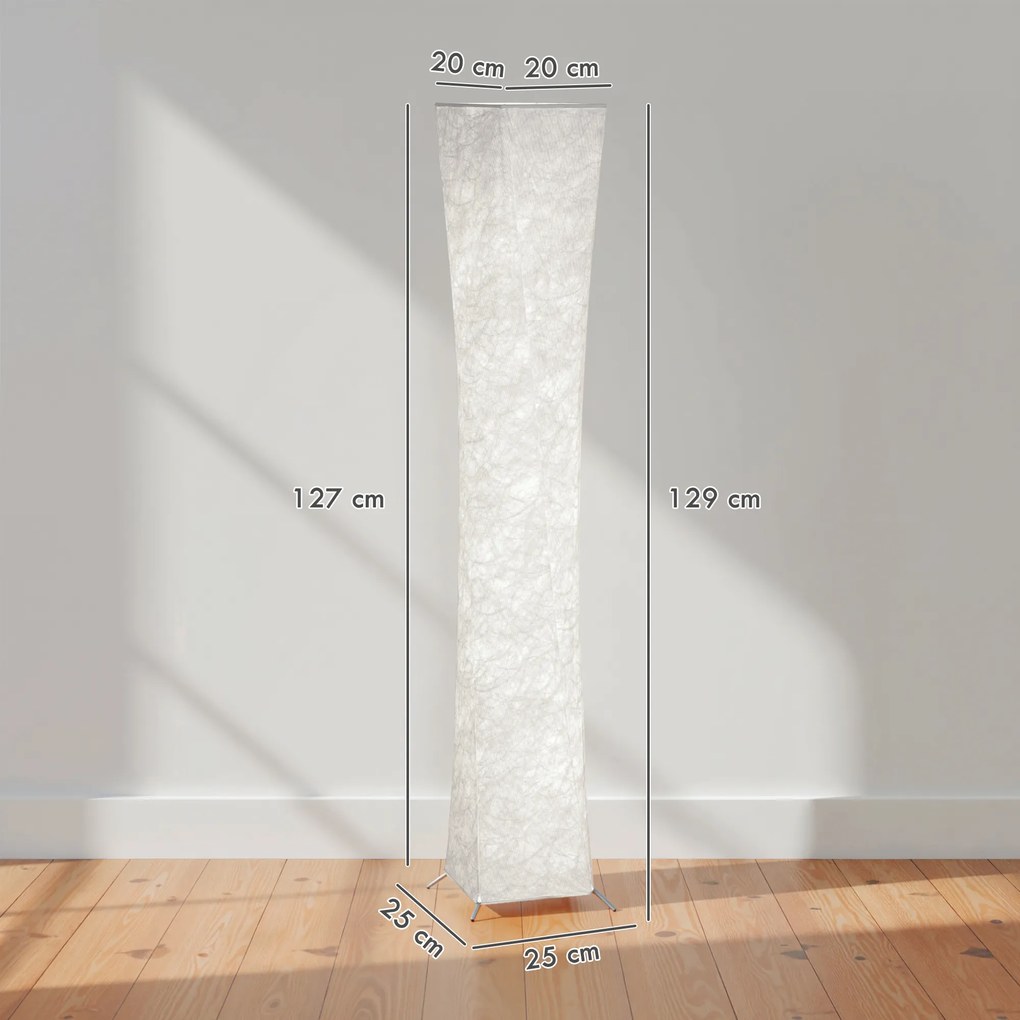 HOMCOM Stojací lampa s papírovým stínidlem, nožní spínač, 3 úrovně jasu, bílá