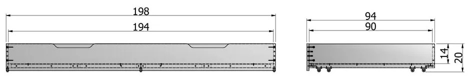 Bílá spodní zásuvka pro postel WOOOD Nikki, 200 × 90 cm