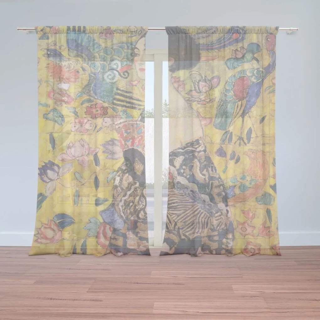 Sablio Záclony Dáma s vějířem - Gustav Klimt: 2ks 150x250cm