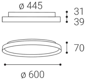 Led2 Stropní LED svítidlo MOON ø 60 cm Barva: Černo zlatá, Stmívání: DALI TW